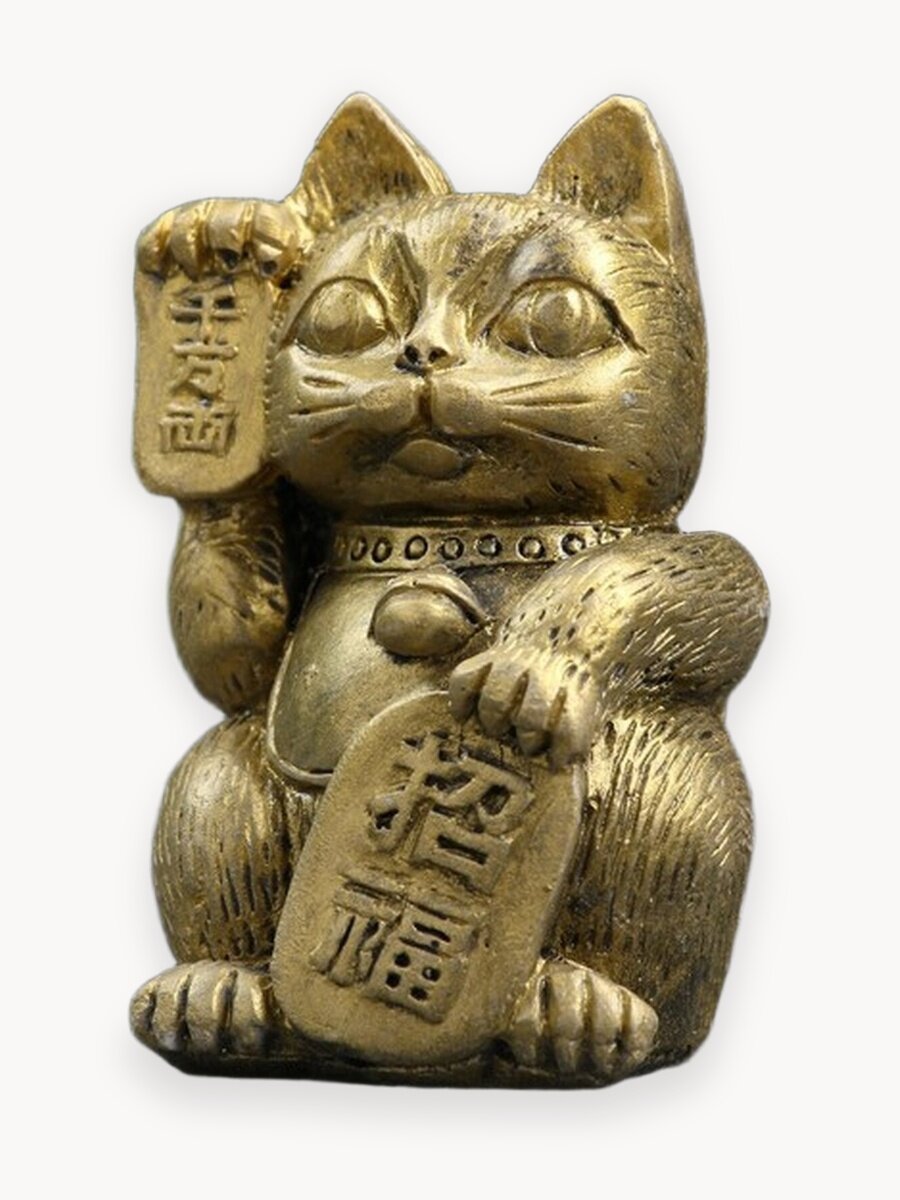 Статуэтка "Котик денежный", гипс, покрытие лаком, золотистый цвет, 8x5x5 см