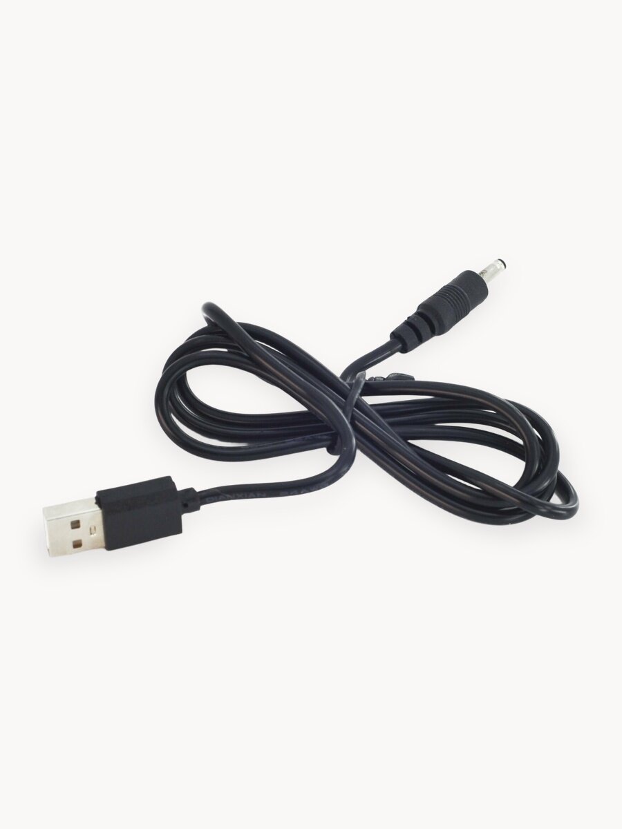 USB кабель разъем 3.5x1.35 мм, черный. Зарядное устройство для фонариков/налобных фонарей/для электронных часов VST