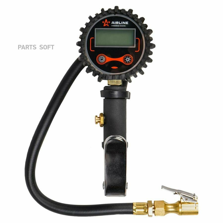 AIRLINE ATBU008 Пистолет для накачки шин 14 АТМ PRO с цифровым манометром обрезин. с клапаном сброса (ATBU008) ()