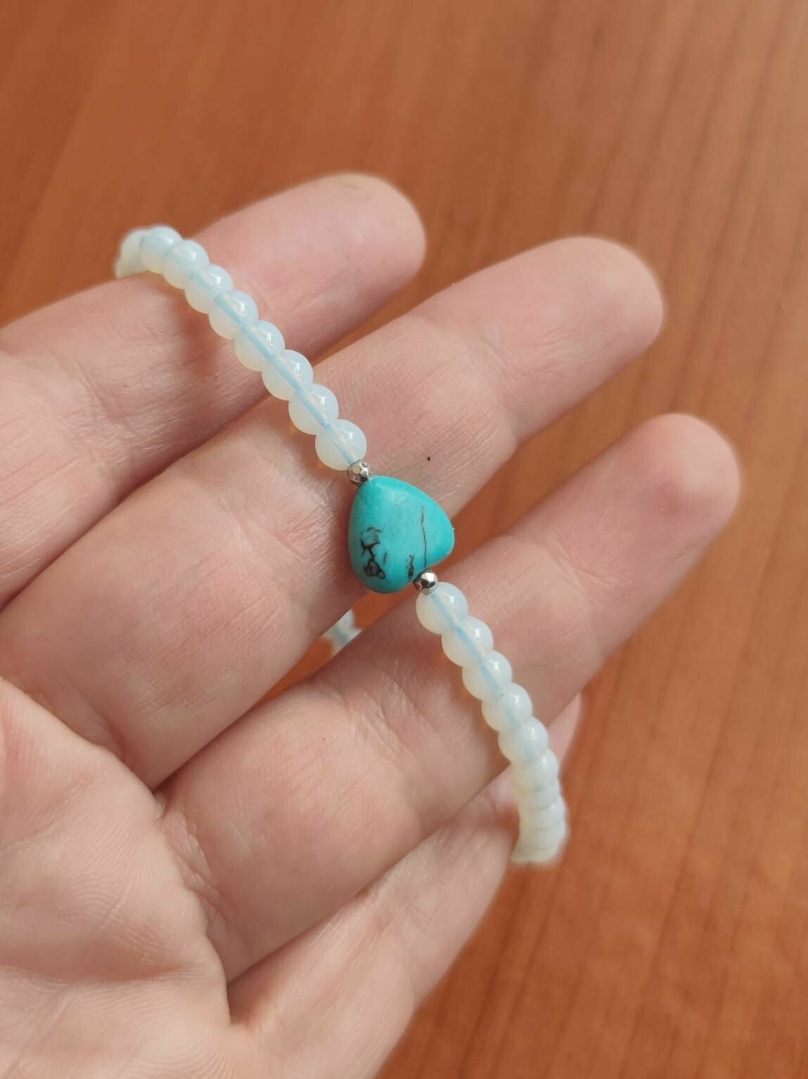 Браслет, бирюза, лунный камень