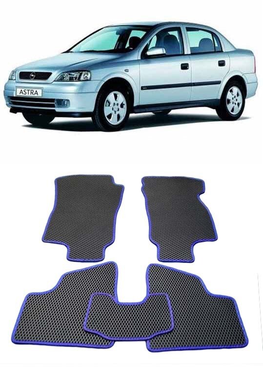 Ева коврики Opel Astra G 1998 - 2004/ Ева ЭВА сота/ цвет Черный c черной окантовкой / EVA Smart / коврики в салон автомобиля Опель