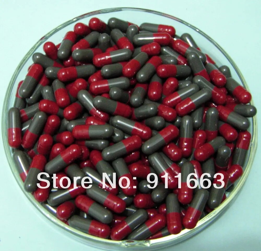 10000 шт. Желатиновые пустые капсулы SUNNYPK размер 4 joined capsule, Red Grey