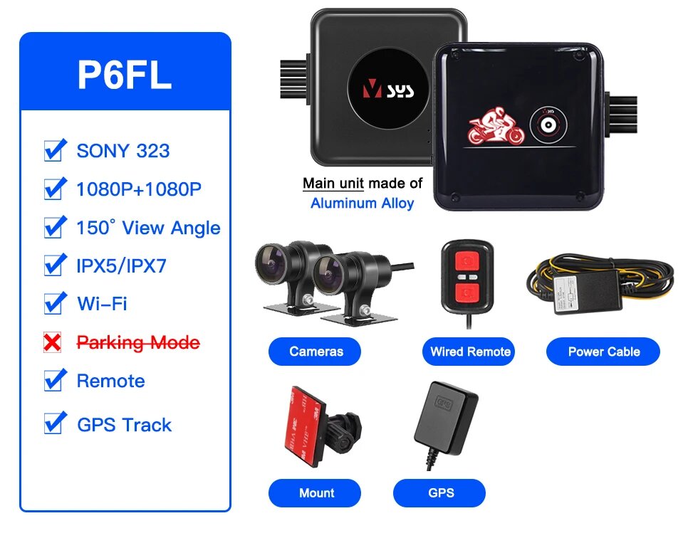 Водонепроницаемый мотоцикл VSYS S6L Q6L Красный, P6FL-GPS, Нет