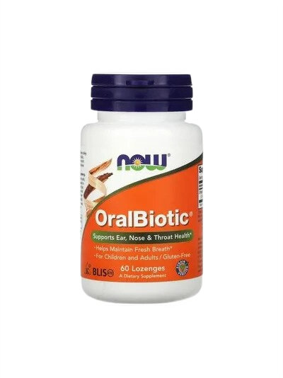 Пищевая добавка OralBiotic Lozenges от NOW Foods, 60 пастилок, Поддержка пищеварения