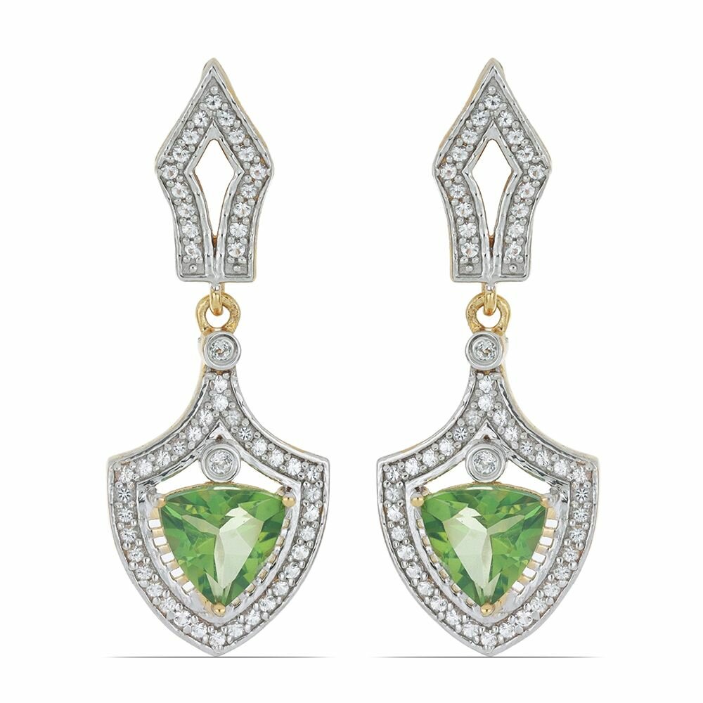 Серьги с подвесками, серебро, 925 проба, кварц, топаз