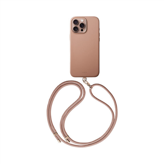 Защитный чехол Uniq Coehl Muse Leatherette MagSafe для iPhone 16 Pro Max с ремешком Dusty Nude