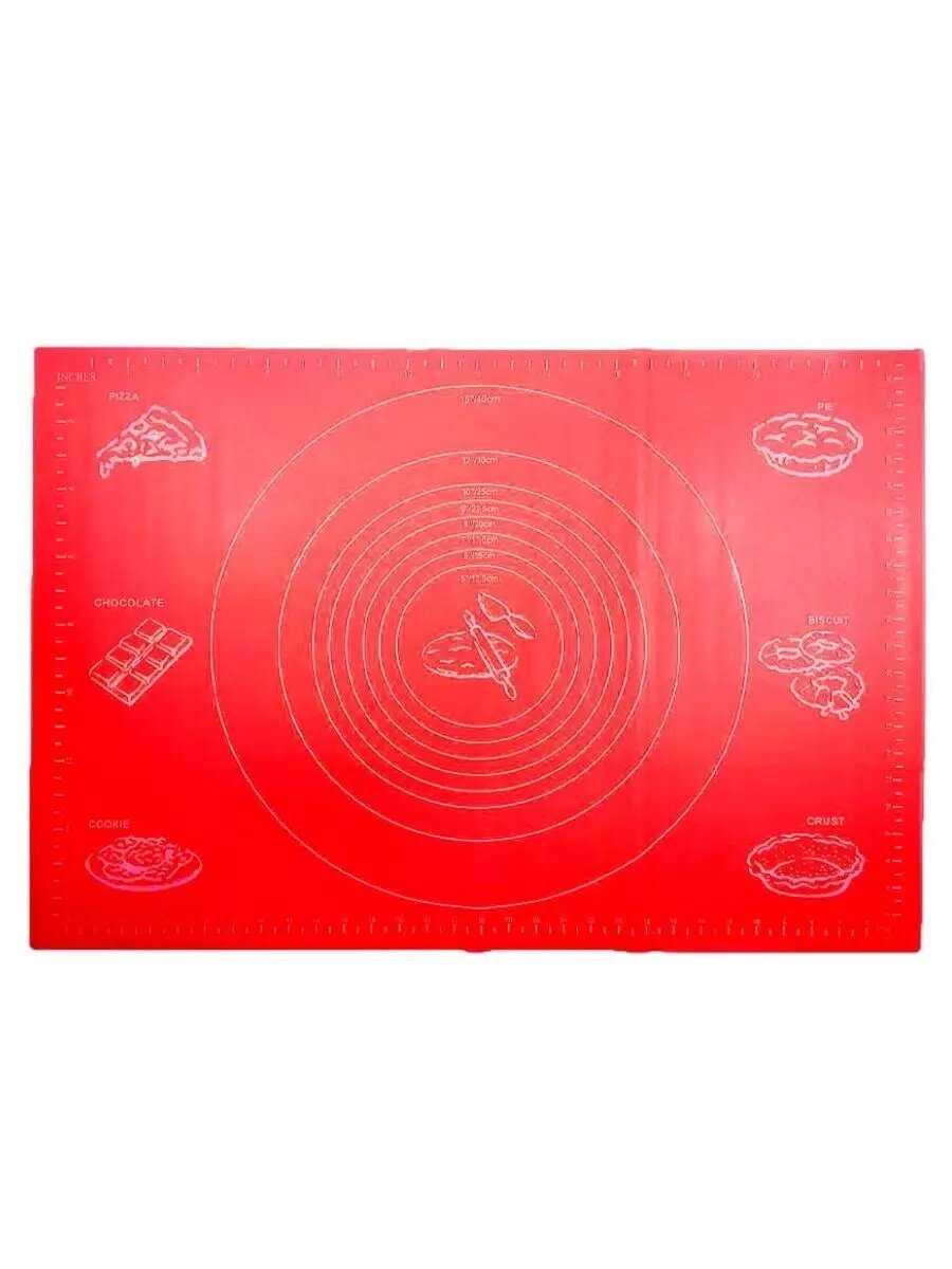 Силиконовый коврик для раскатки теста и выпечки, 70х70 см (Цвет: красный)