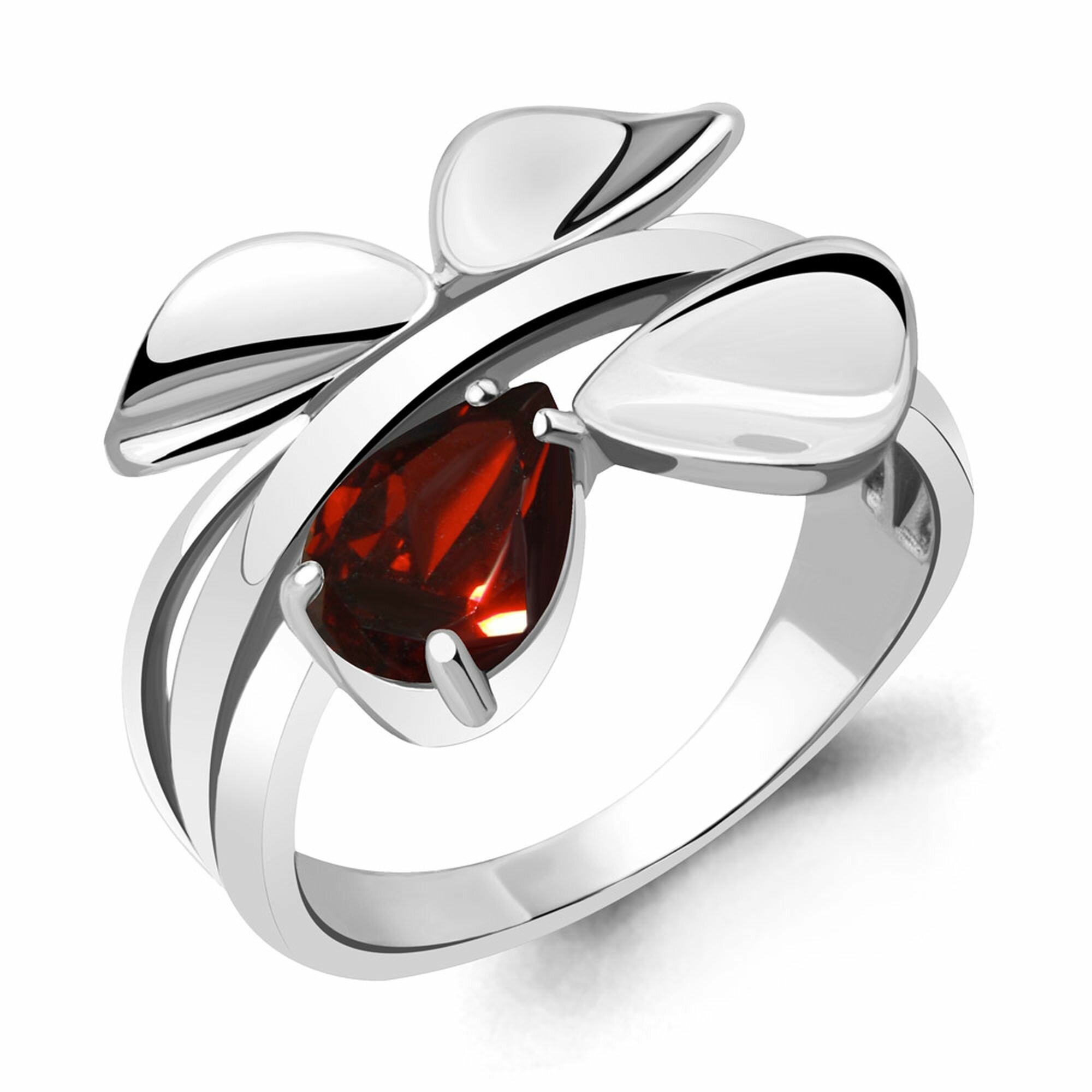 Кольцо, серебро, 925 проба, родирование, гранат