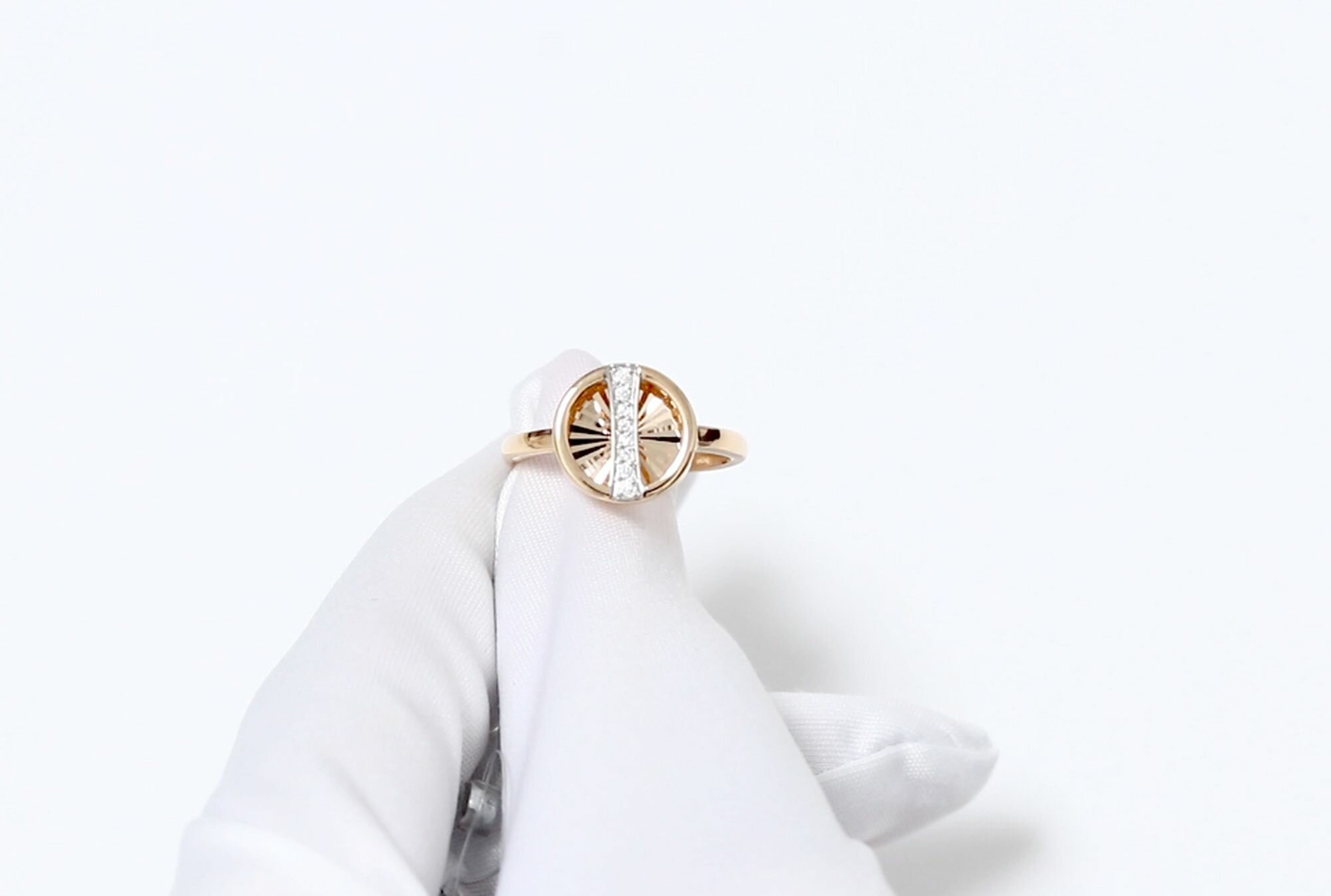 Кольцо дорожка, красное золото, 585 проба, фианит