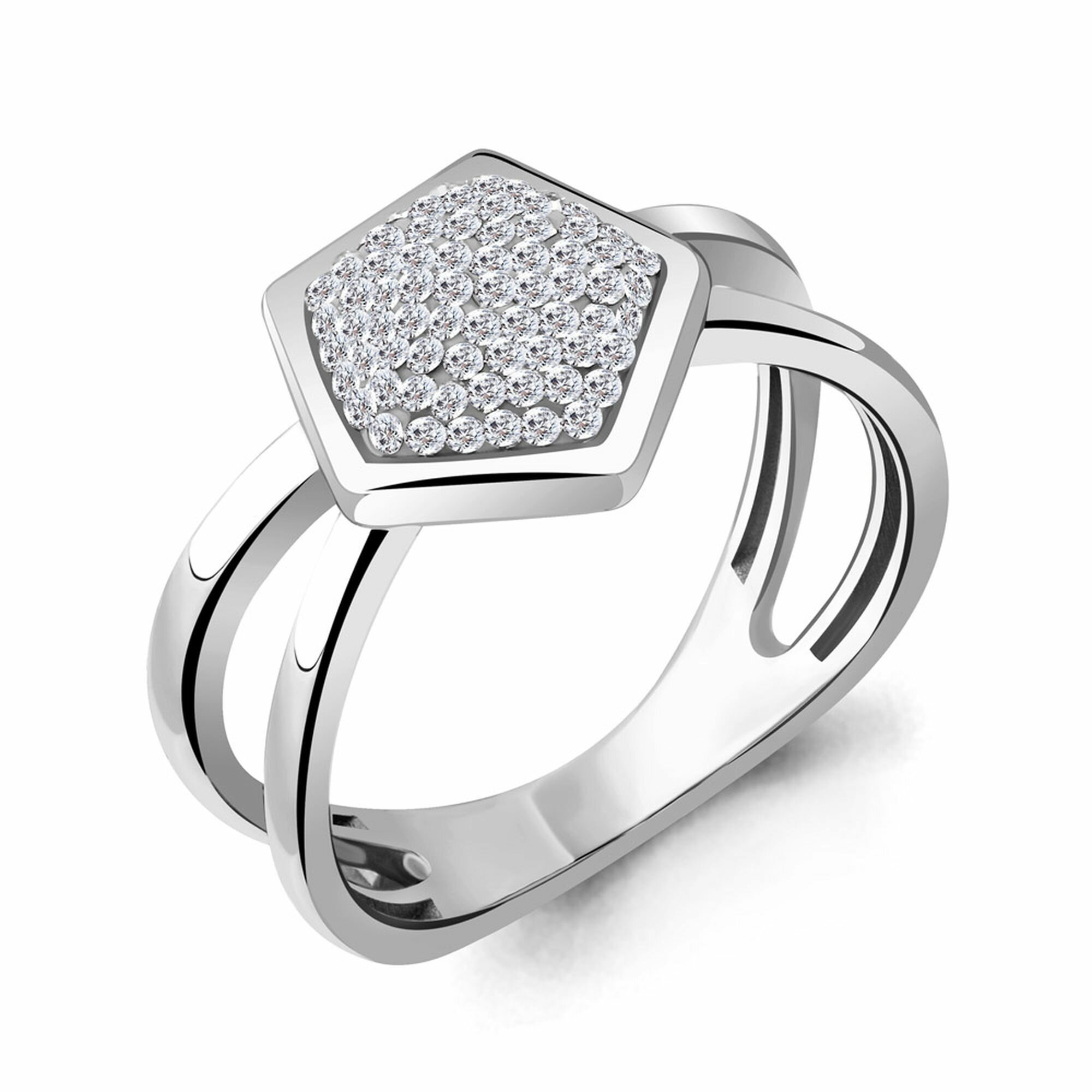 Кольцо, серебро, 925 проба, родирование, кристалл