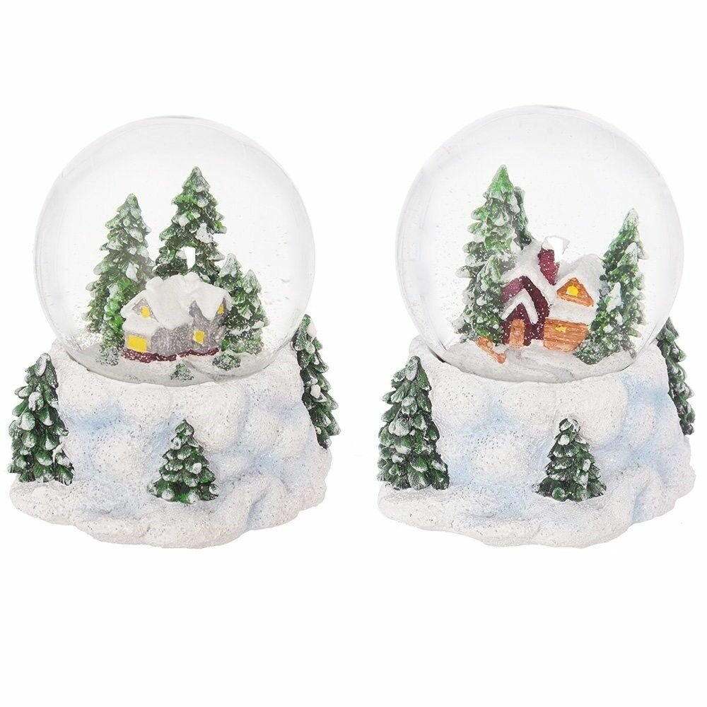 Фигурка в стеклянном шаре "Домик" музыка от ключа, D10 см, 2 вида, 1 штука