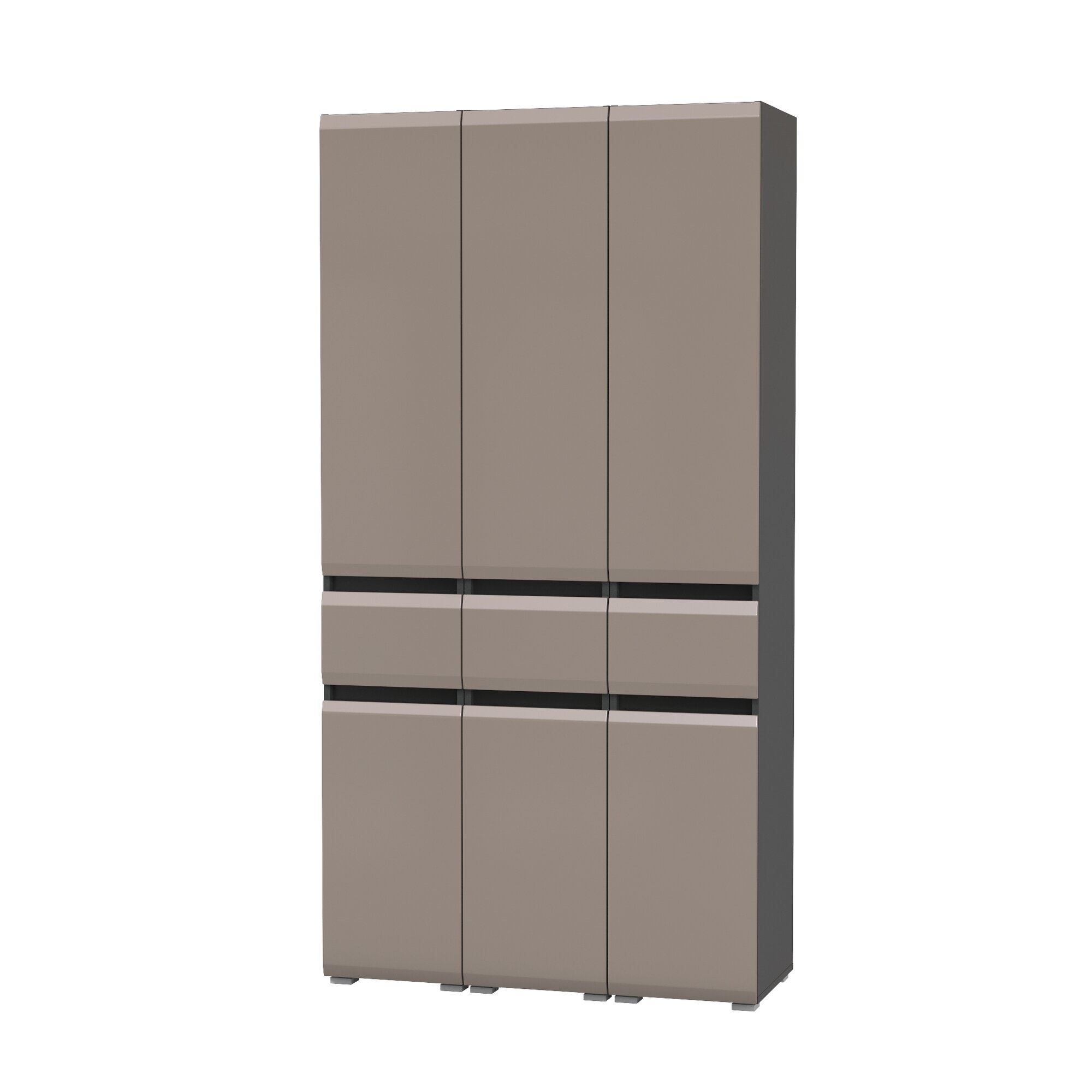 Стенка в гостиную из трёх шкафов с ящиками Моби Сидней, цвет антрацит/веллюто, 105х41,3х205,2 см.