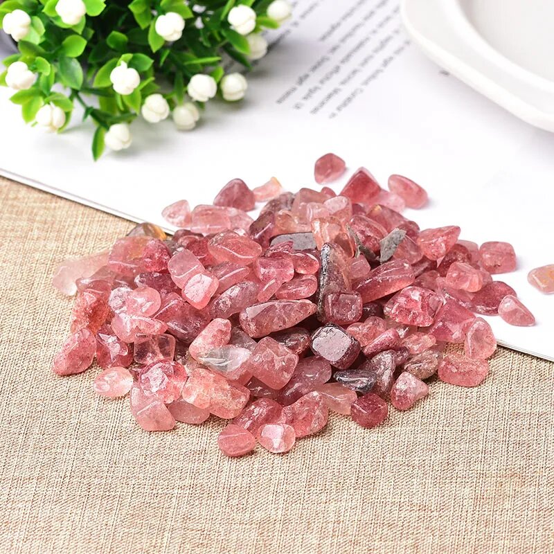 Натуральный гравий из розового кварца и аметиста RYCRYSTAL 100g, Strawberry crystal