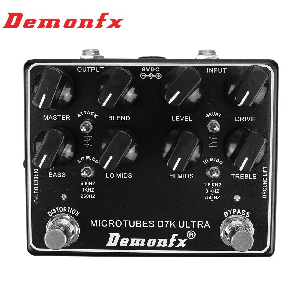 DemonFX педаль эффектов Microtubes D7K Ultra V2 Bass Preamp и суперсимметричный компрессор Черный, D7K