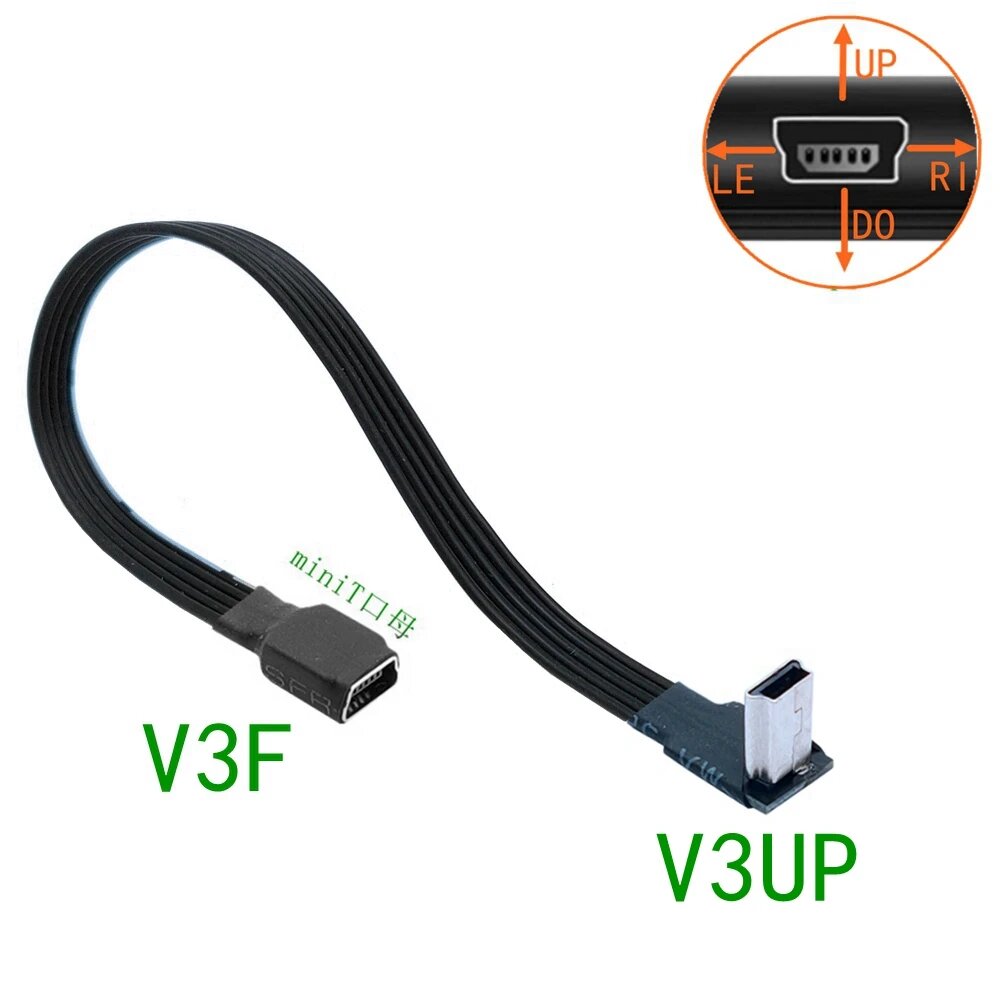 Мини USB кабель 10см, 90° V3UP-V3F