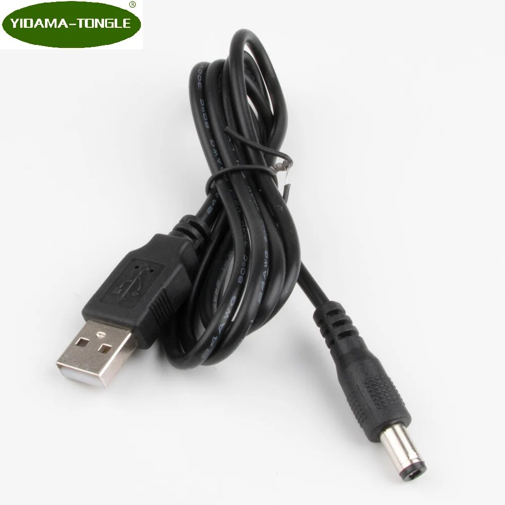 Кабель USB-DC 5.5x2.1 мм, 100 см, белый — фото 1