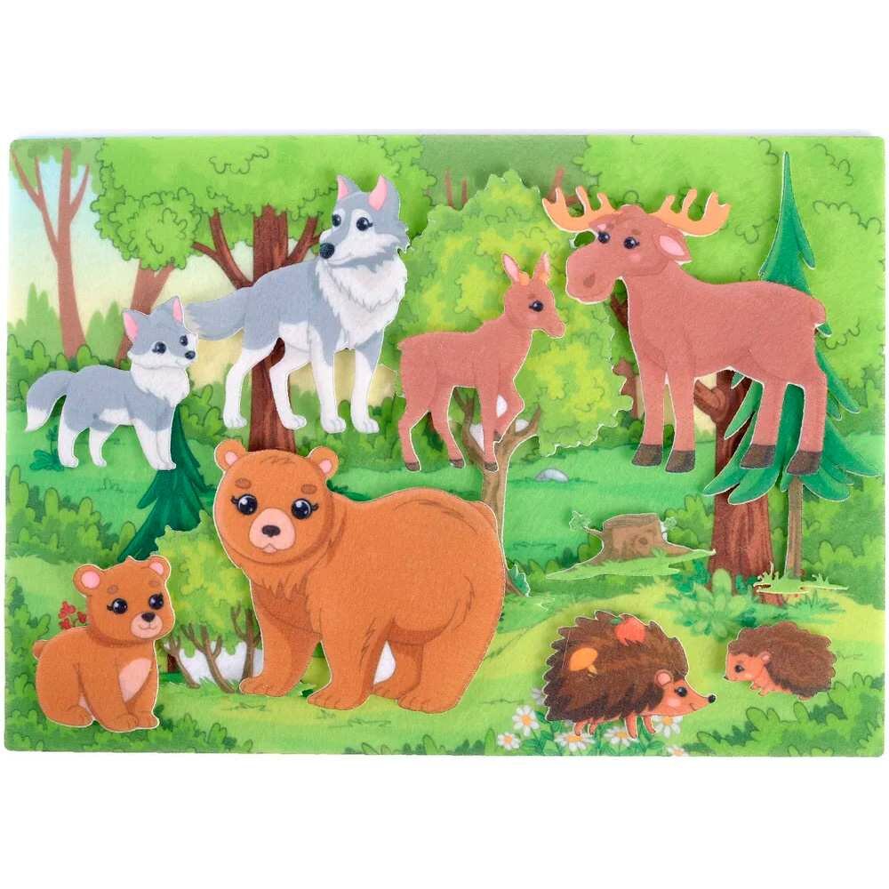 Игра из фетра liplip Чудо лес, поле 28х19 см, 12 фигурок на липучке (LIP1382)