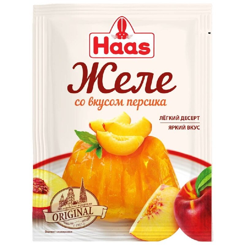 Желе HAAS десертное Персик с витамином С 50г