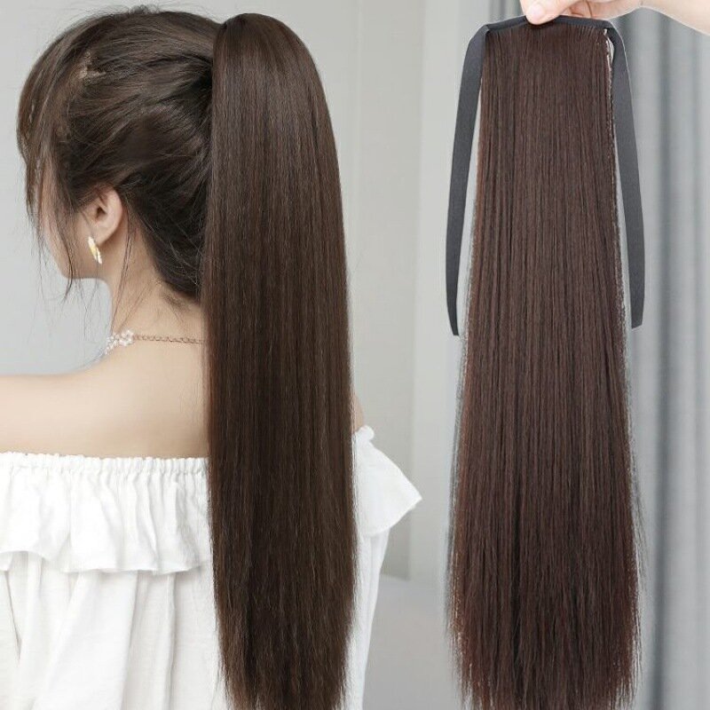 Парик конский хвост женский ремень прямые волосы высокий конский хвост натуральный длинный отпуск конский хвост знаменитость интернет легкий захват клип-на косу оптовая продажа