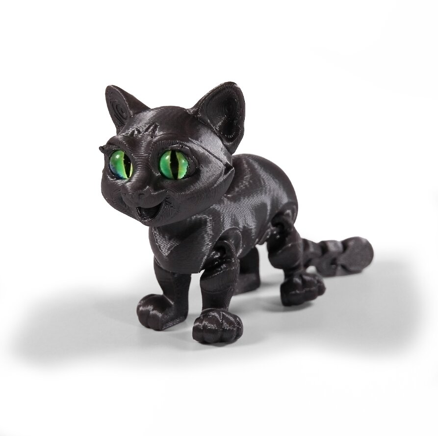 Котик с улыбкой, шарнирная игрушка-антистресс, 9 см, серый