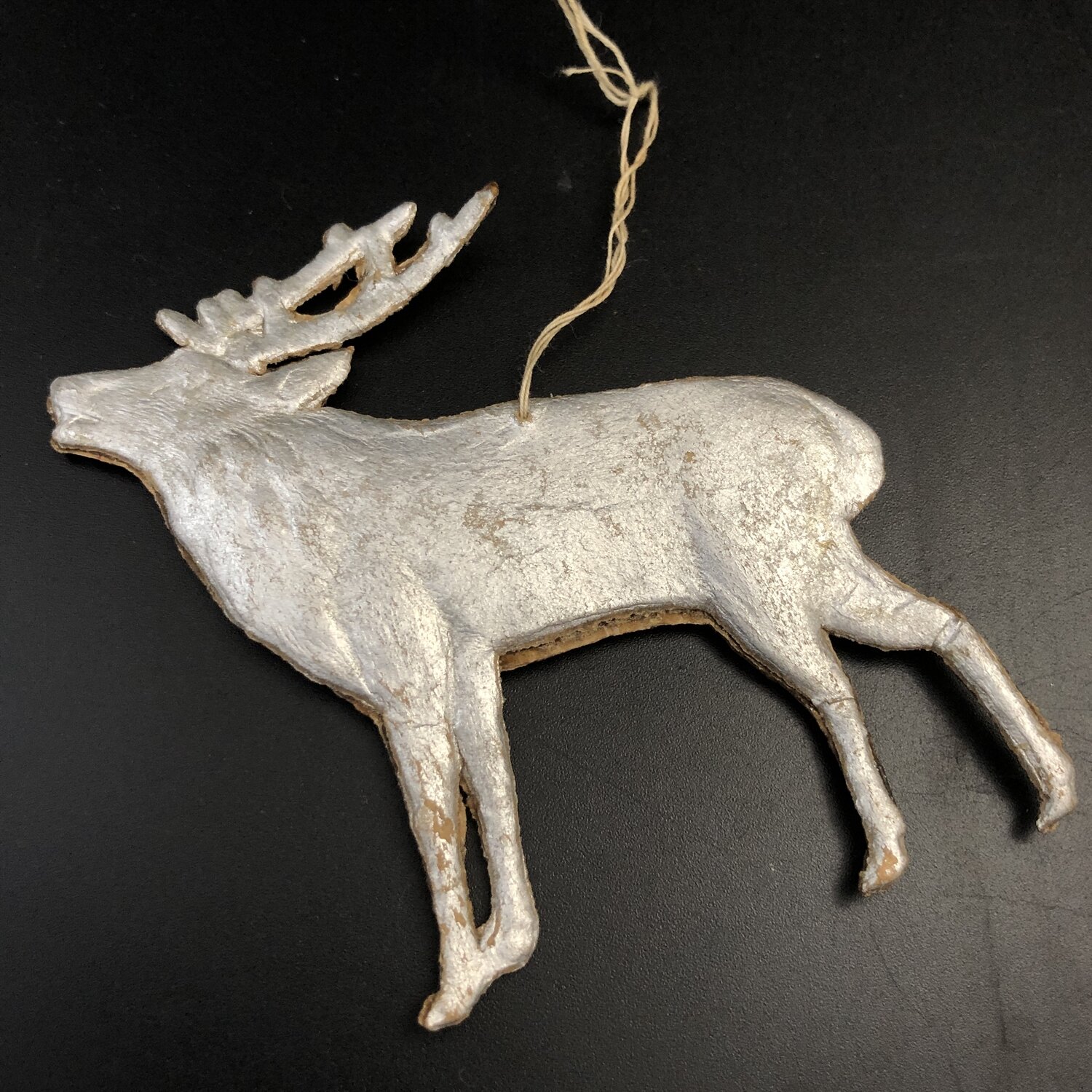 Антикварная ёлочная игрушка Олень, объёмный картонаж, СССР, 1940-е гг.