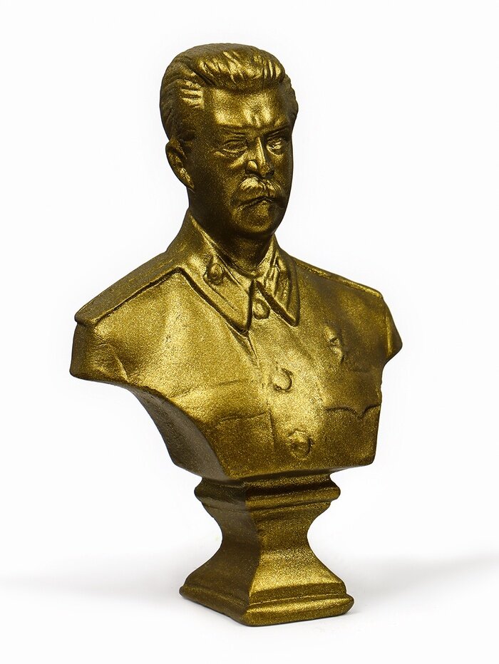 Бюст «Сталин И. В.», фигурка гипс, состаренная латунь, 13×9×5 см