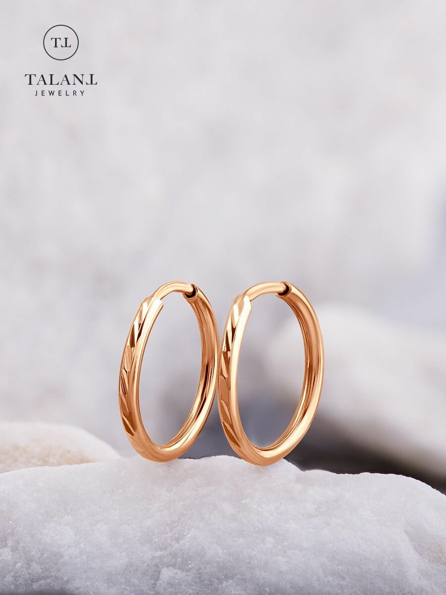 Серьги конго TALANT, красное золото, 585 проба, размер 10 мм, , золотистый — фото 1