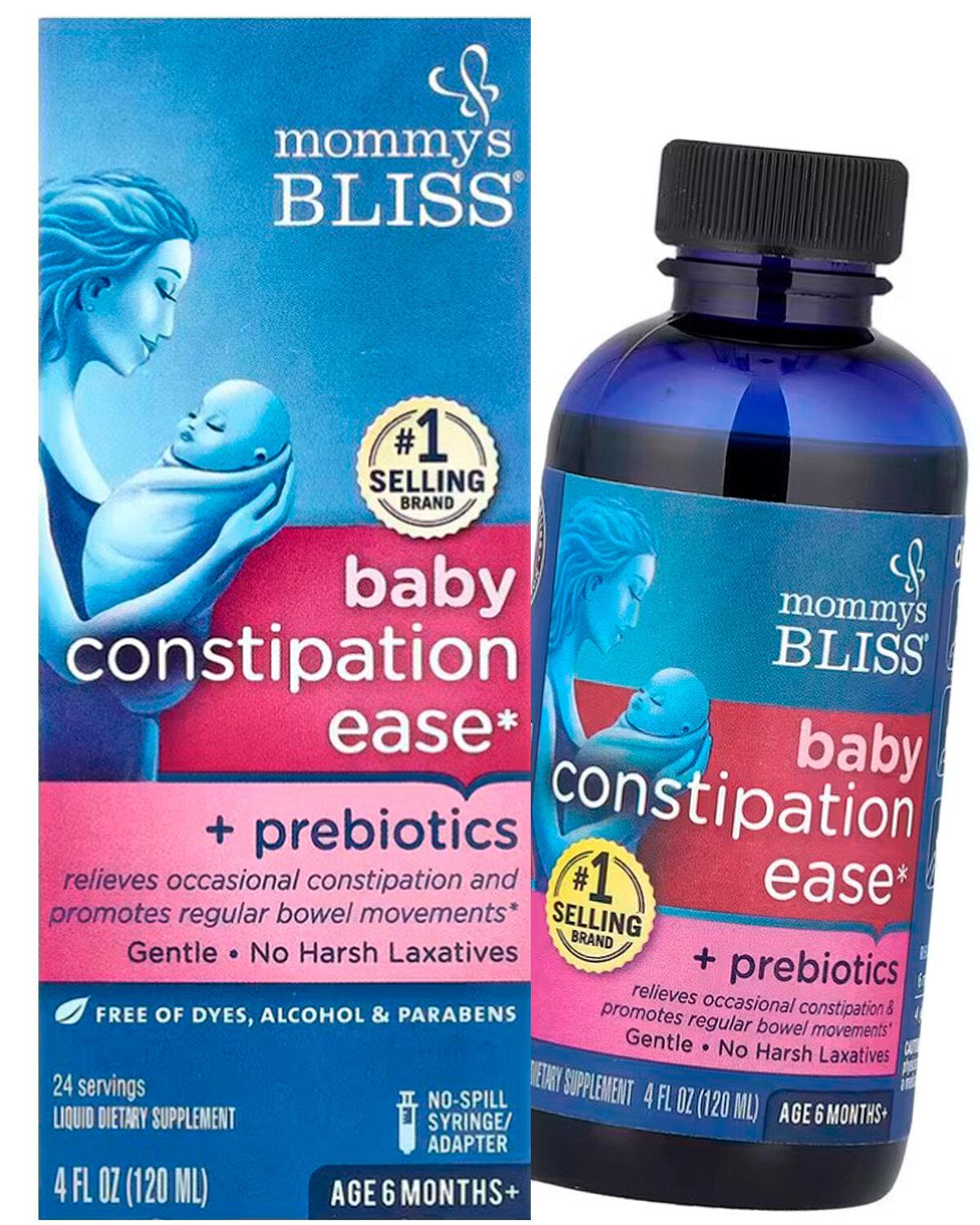 Mommy's Bliss, Constipation Ease, сироп от запора с пребиотиками, с 6 месяцев, 120 мл