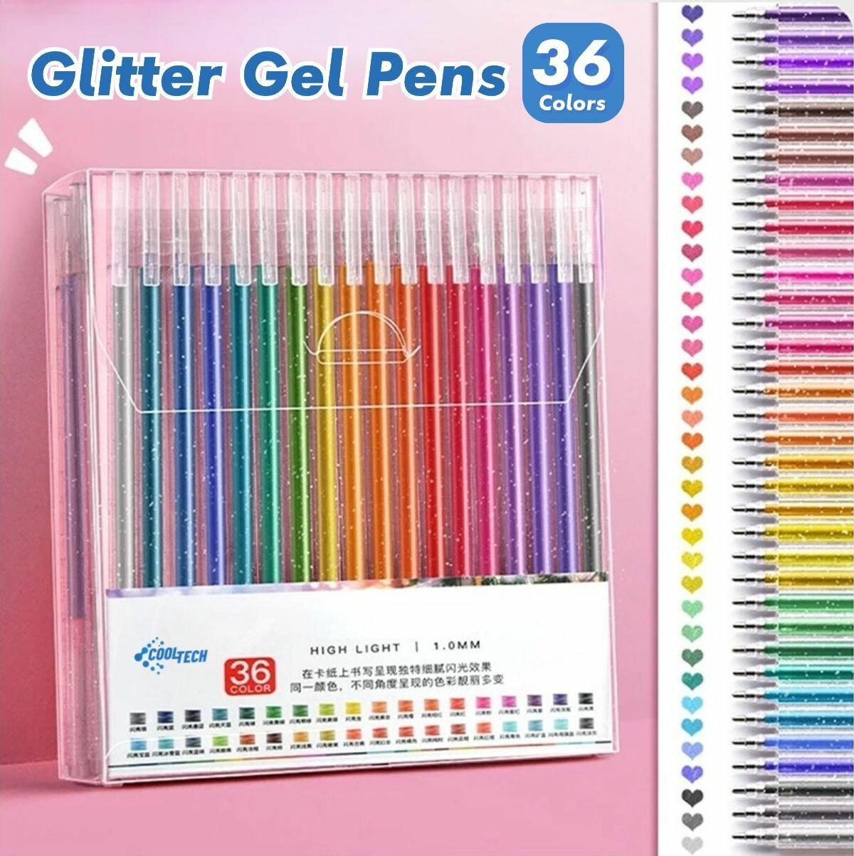 Цветные гелевые ручки Cool Tech, металлик/пастель/неон, 36 шт.