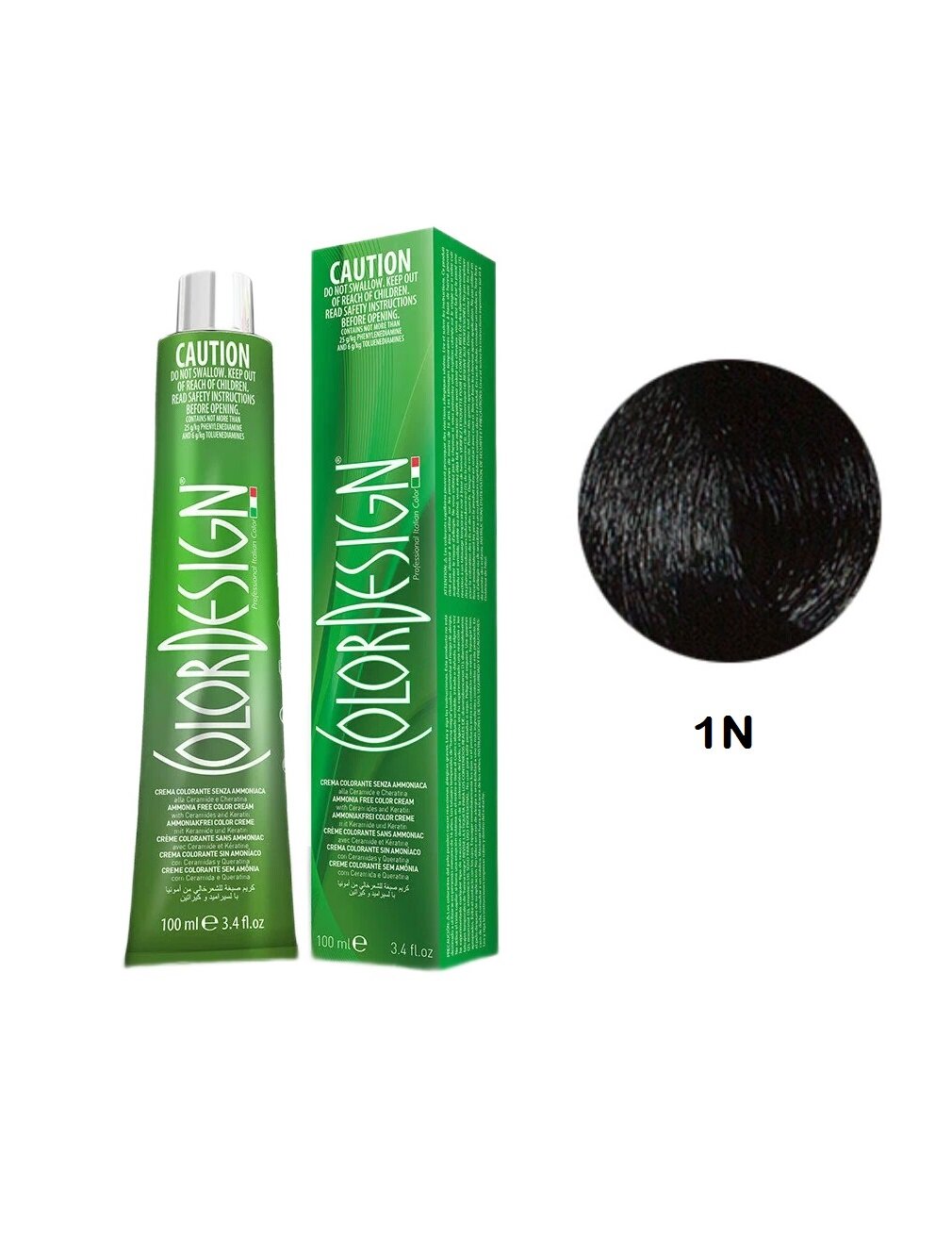 Colordesign Ammonia Free Колор Дизайн Краска для волос без аммиака 100 мл - Colordesign 1N black