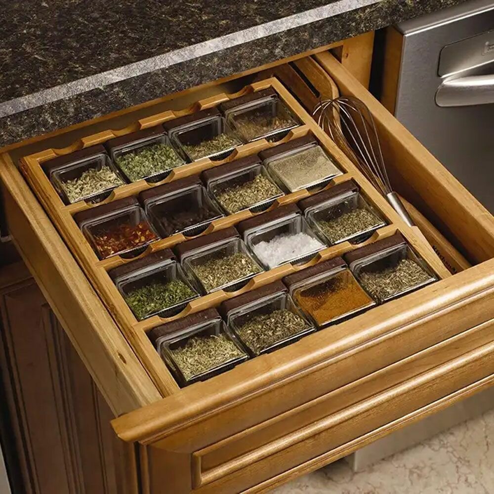 Набор контейнеров для специй, разделители, 80мл, 16шт, бежевый