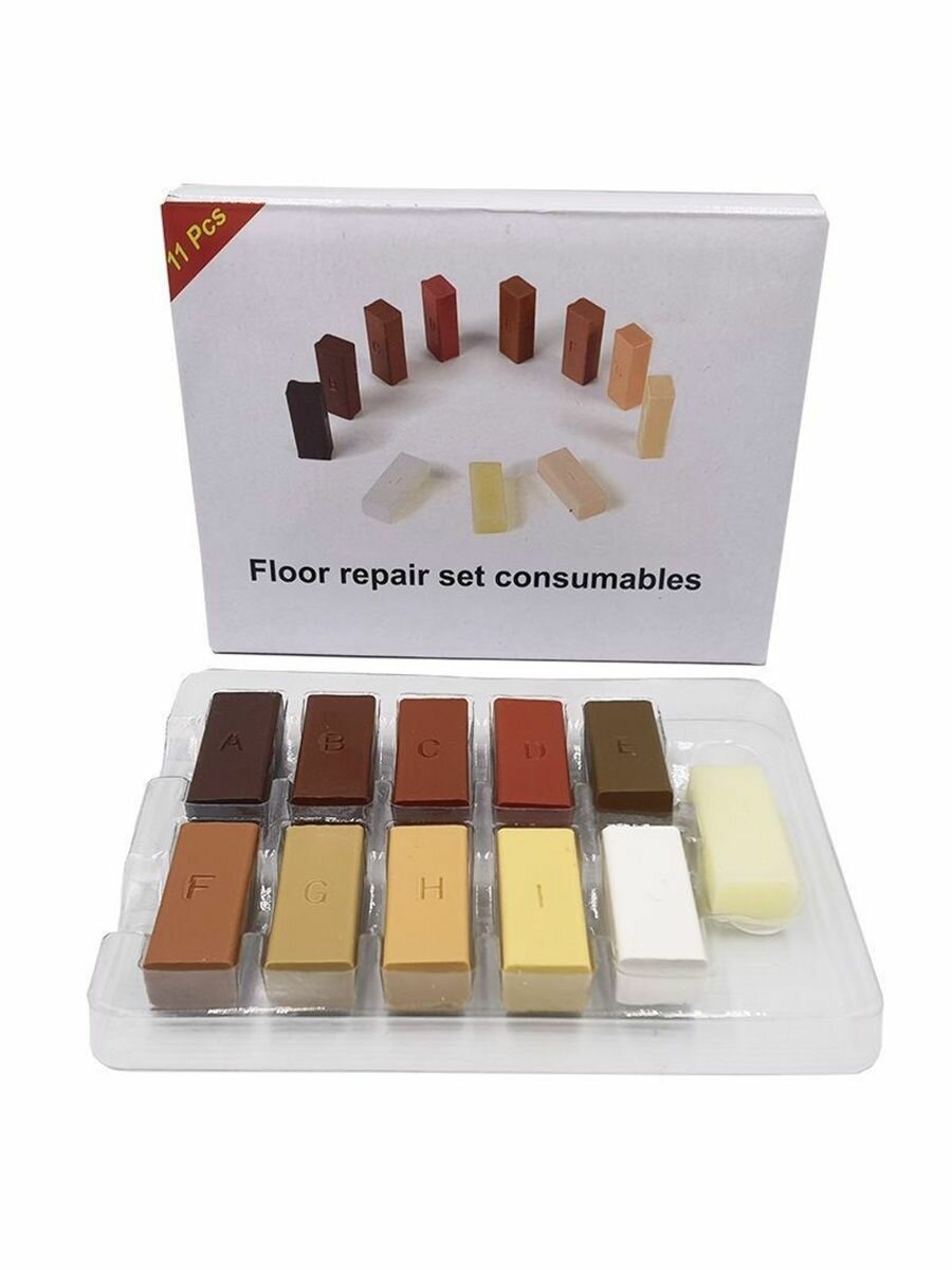 Набор для ремонта керамической, гранитной, мраморной плитки и фарфора. Набор для реставрации сколов мебели и ламината 11 цветов (теплые тона).