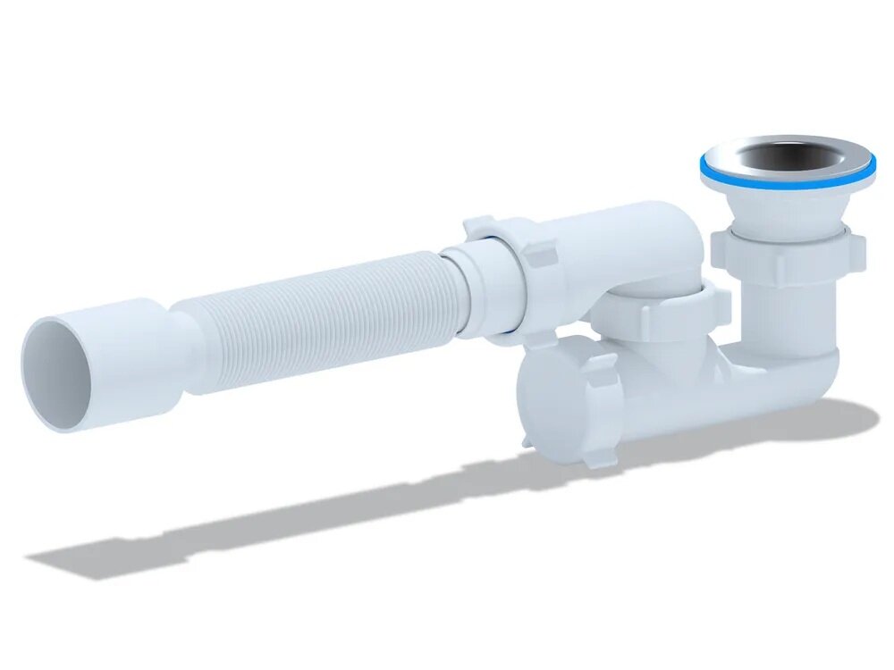 V245 Сифон для душевого поддона 1½"х40 регулируемый с гофротрубой 40х40-50