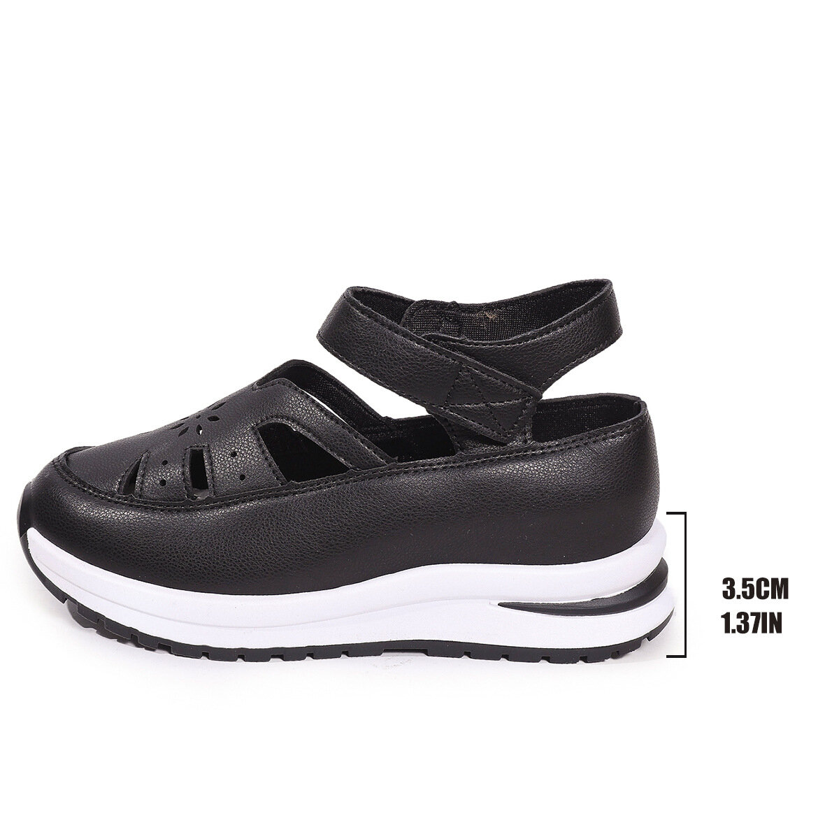 Большие размеры спортивной обуви, женские сандалии, популярные женские туфли на танкетке, новые европейские и американские римские полые туфли на липучке с толстой подошвой