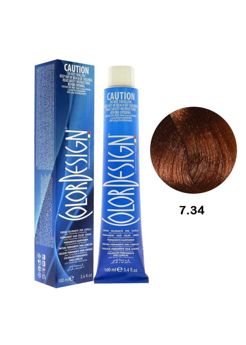 Colordesign Колор Дизайн Стойкая краска для волос 100 мл - Colordesign 7,34