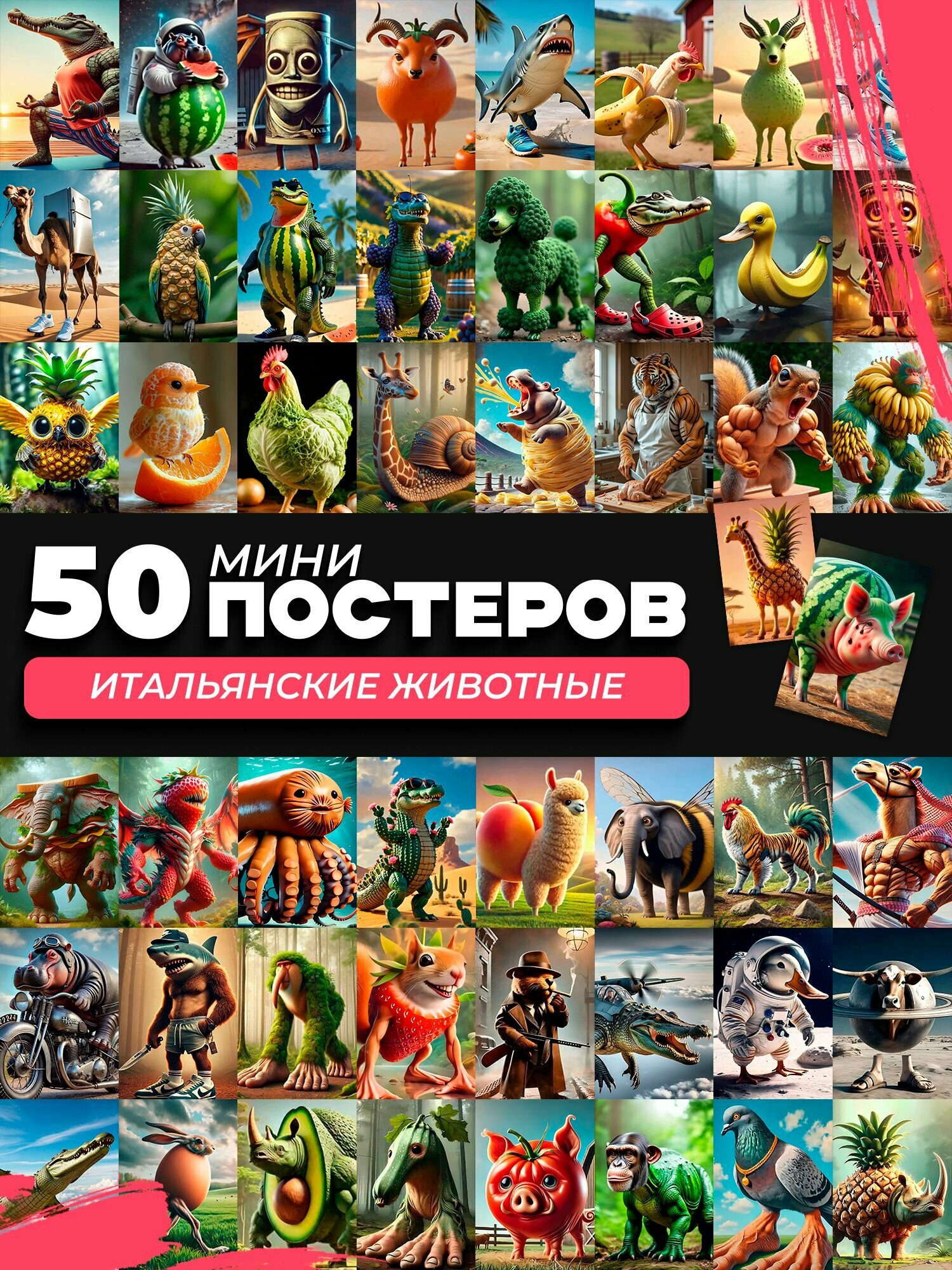 Набор мини постеров итальянские мемы