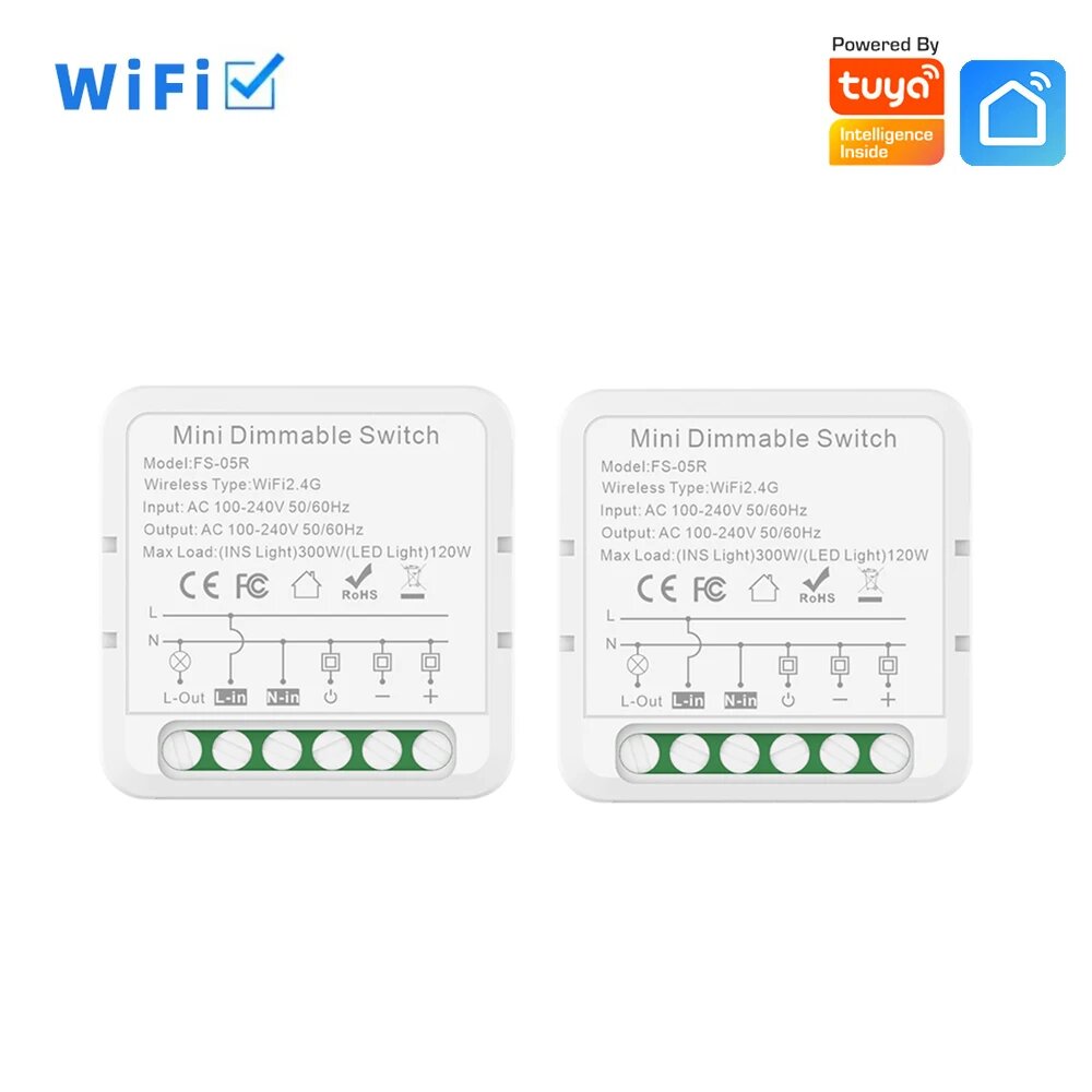 Модули диммера Tuya Smart WiFi/ZigBee, светодиодные фонари, переключатель с регулируемой WiFi 2PC