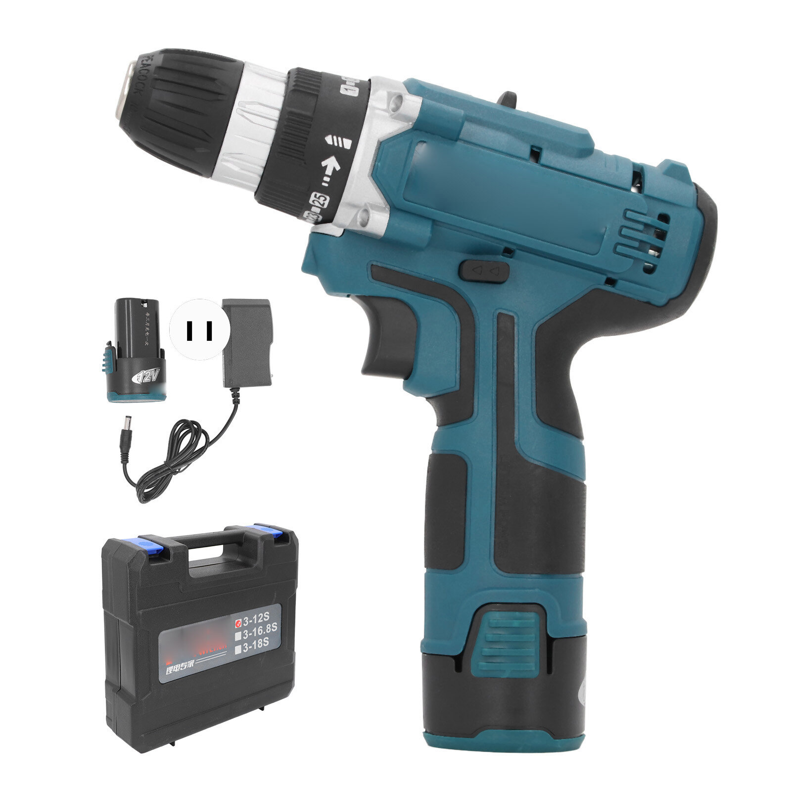 Аккумуляторная дрель 3 12S, 12 В, ударная дрель, 25+1, электрическая дрель, электрическая отвертка, 100 240 В переменного тока, для ремонта, вилка стандарта США