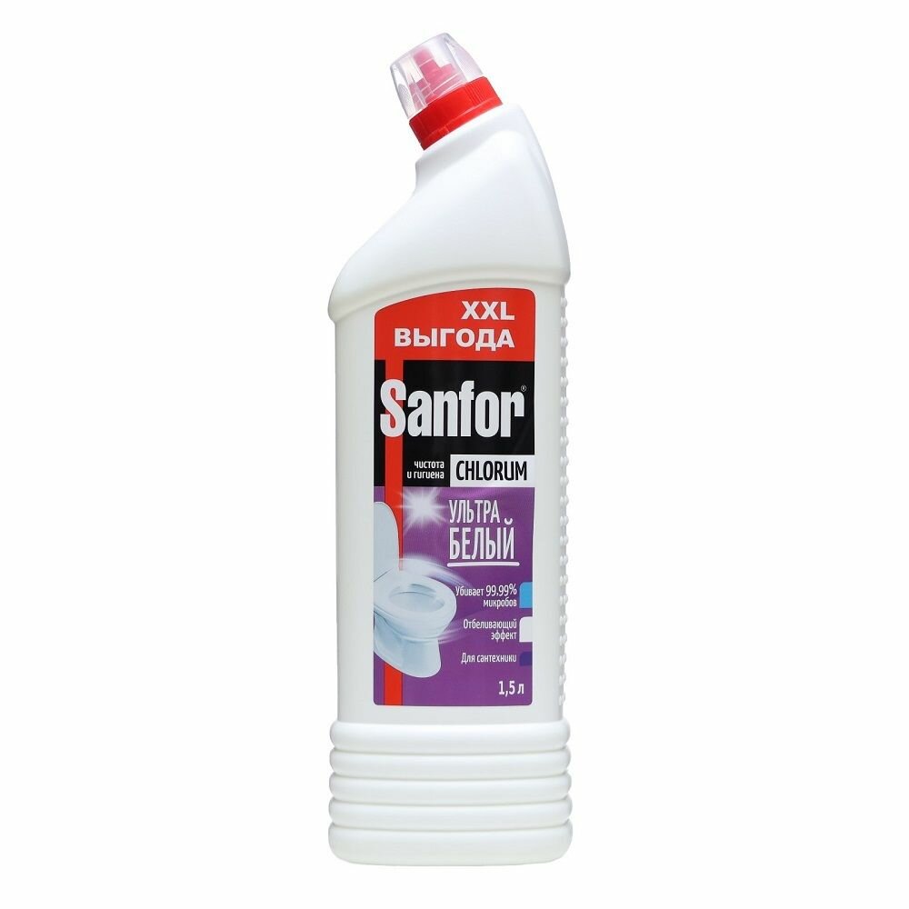 Средство чистящее Sanfor Chlorum для ванн и туалета, Ультра Белый, 1,5 л