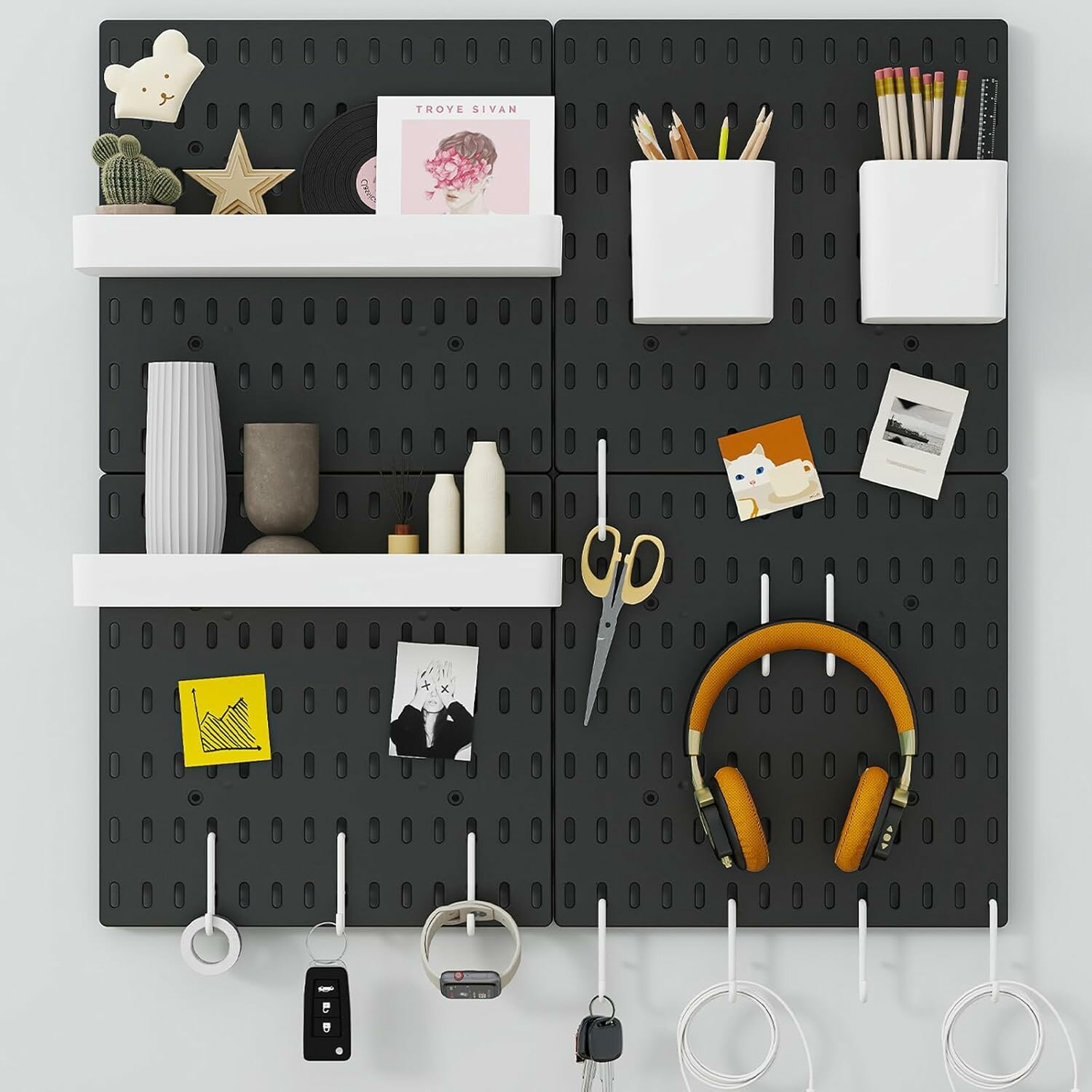 Пегборд на стену, Для хранения на стене, организации ремесел, декоративных экспозиций, 56*56cm,30 в 1