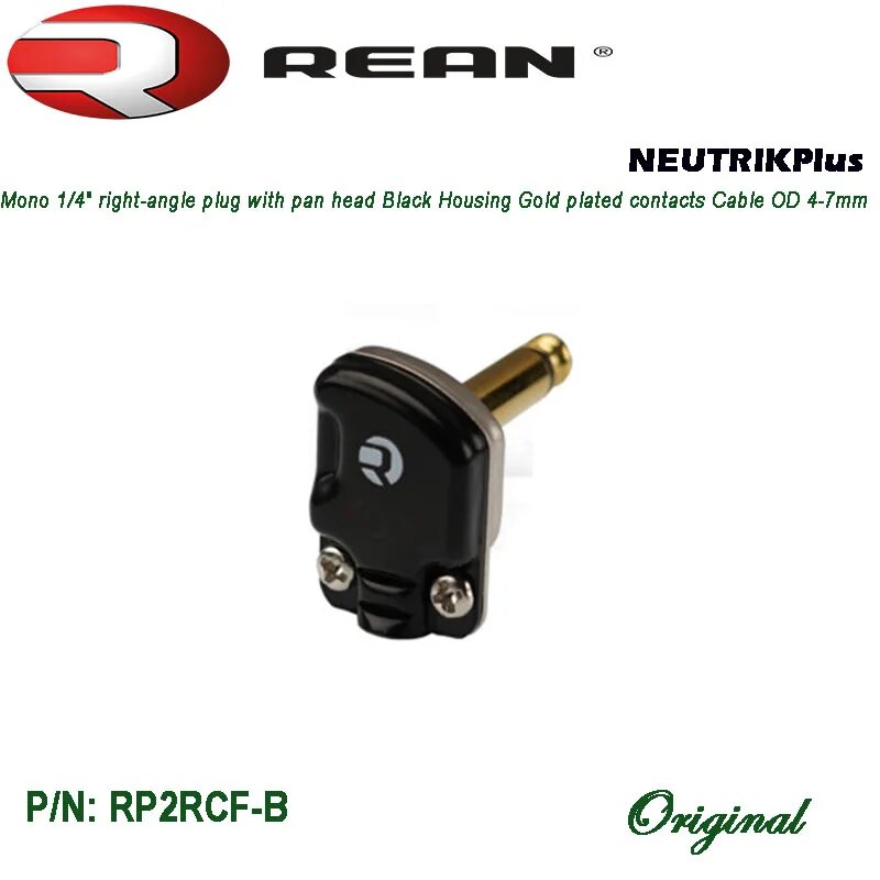 Neutrik REAN серии 6,35 мм плоский чёрный гитарный кабель RP2RCF-B 10PCS RP2RCF-B