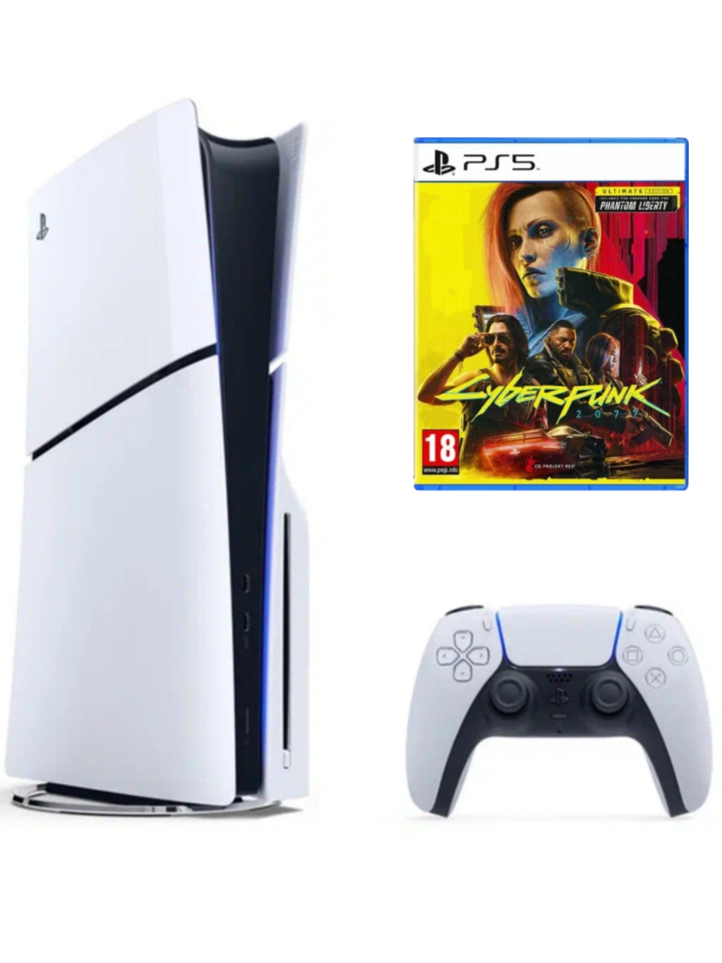 Игровая приставка Sony PlayStation 5 Slim, с дисководом, 1000 ГБ SSD, игра Cyberpunk 2077