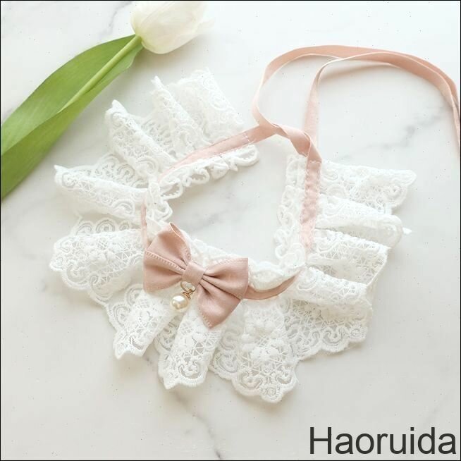 Кружевной воротник с бантом для собак и кошек, XS, розовыйкружевной воротник с бантом для собак и кошек, XS, розовый