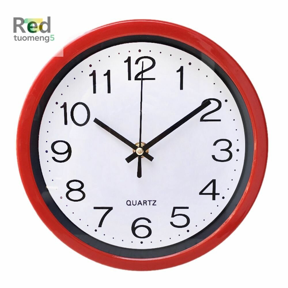 Настенные часы Red tuomeng5 круглые красные с белым циферблатом и кварцевым механизмом, для дома