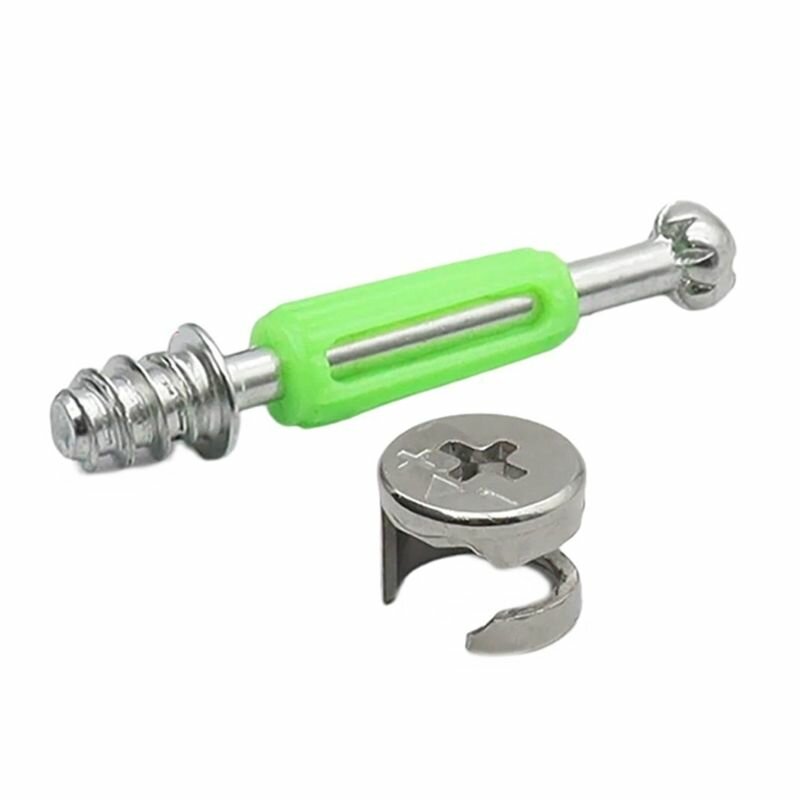 100 шт / комплект, замок шкафа 15 см, эксцентриковое колесо, подвижное позиционирование, саморез-зеленый и белый стержни