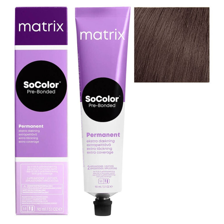 Kрем-краска Matrix SoColor Pre-bonded Extra coverage для седых волос, 506NW темный блондин натуральный теплый, 90 мл