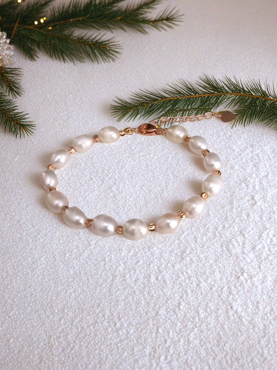 Плетеный браслет, жемчуг пресноводный культивированный