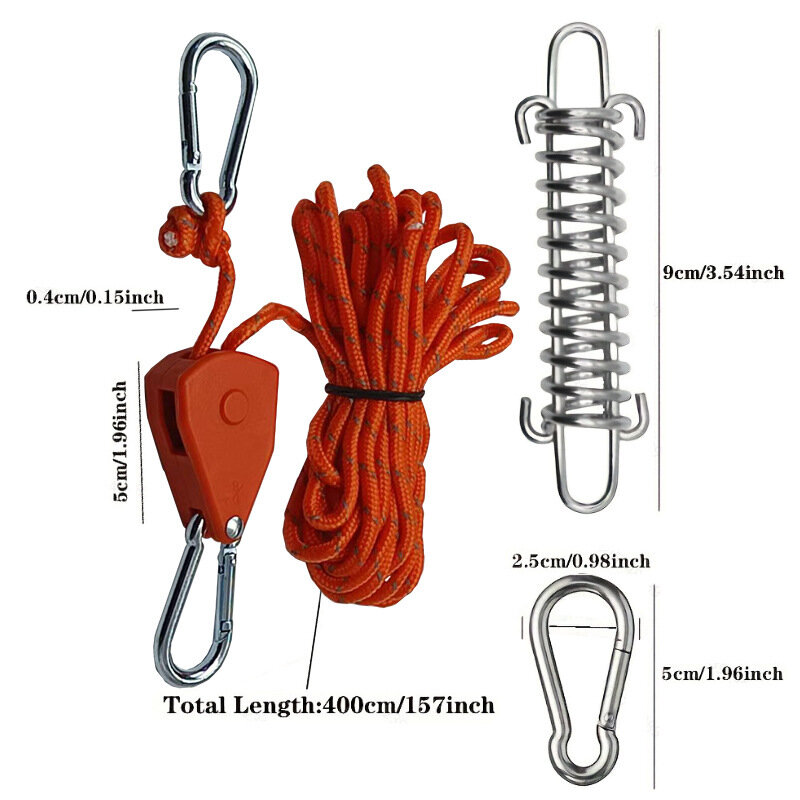 Регулируемый натяжитель веревки для палатки, эластичная веревка для кемпинга, металлическая роликовая веревка для палатки, удлинитель навеса, ветроустойчивая веревка