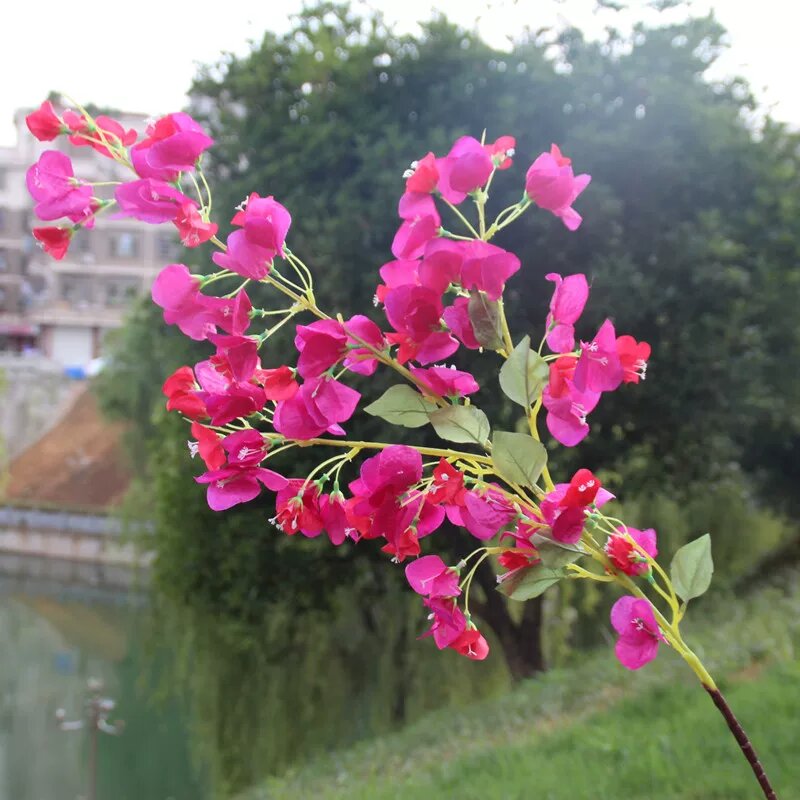 Искусственные цветы бугенвиллии из шелка для украшения дома, декора крыш отелей, фасадов, а также для свадебных