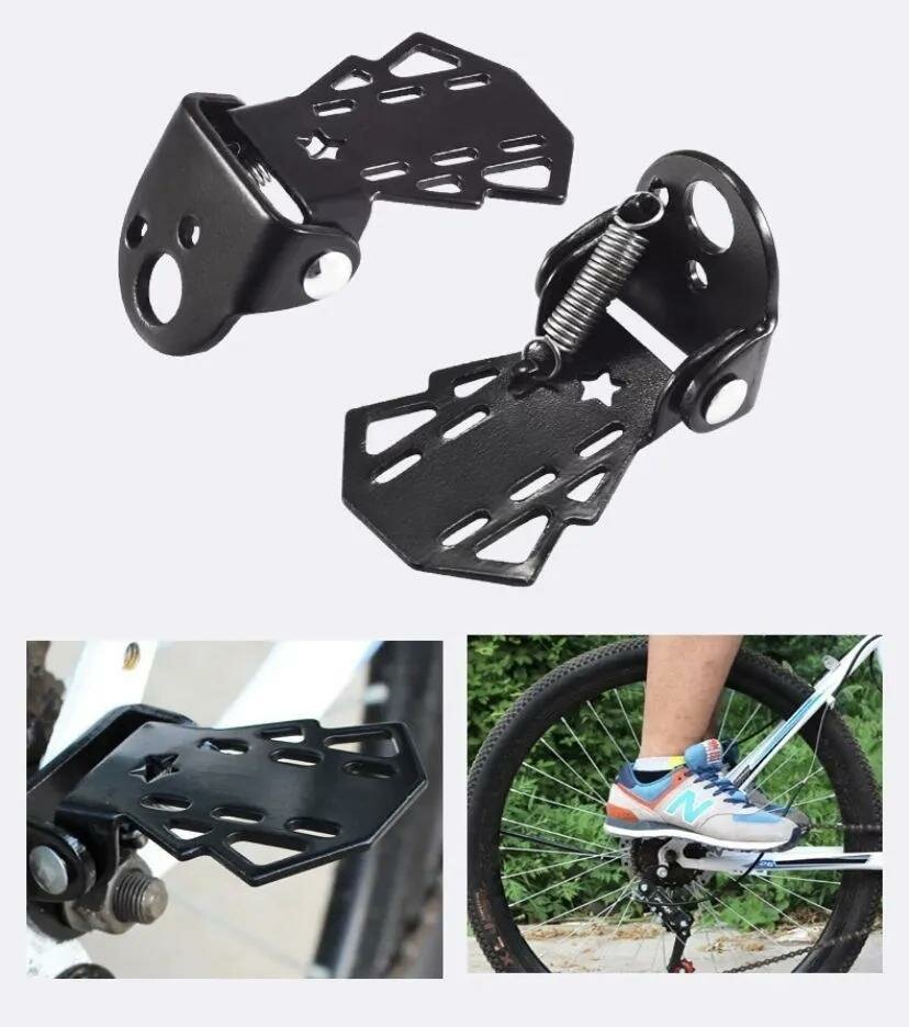 Педали для горных велосипедов, Толстые стальные складывающиеся педали для горных велосипедов, Педали для балансировок детей, Снаряжение для велосипедов, Материал: марганцевая сталь, Цвет: черный, Количество: 2 штуки, Диаметр монтажного отверстия: 5 мм,